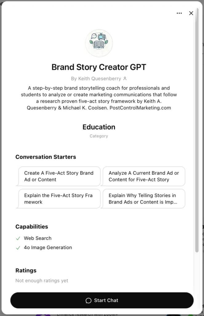 Brand Story Creator GPT - Post Control Marketing